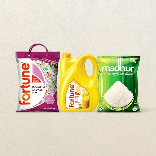 Buy Fortune Rozana Basmati Rice 5kg, Fortune Sunlite Refined Sunflower ...