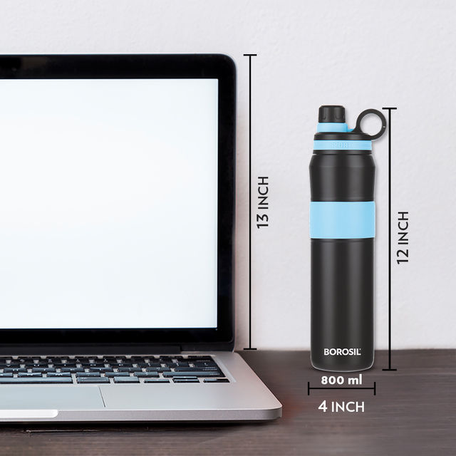 Buy Borosil Hydra Thirst Burst Arctic Water Bottle - 800 ml | Blue | Stainless Steel Vacuum ...