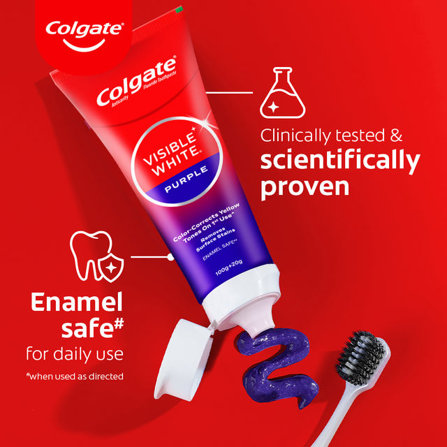 Buy Colgate Visible White Purple Toothpaste Color-Corrects Yellow Tones ...