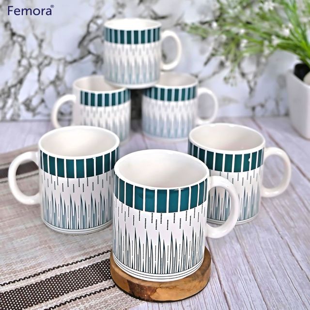Buy Femora Handcrafted Ceramic Coffee & Tea Cup Set of 6, 180 ML ...