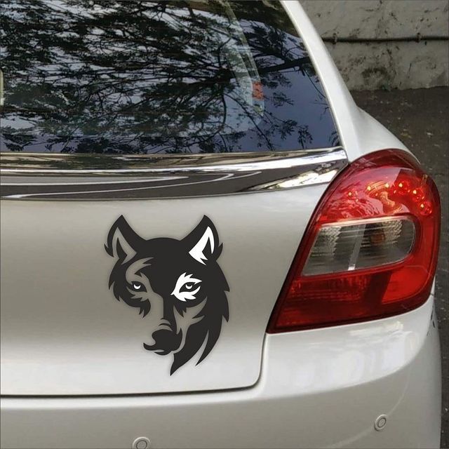Buy TiyuTrendzz Face of Wolf Trendy Look Exterior Car Self Adhesive ...