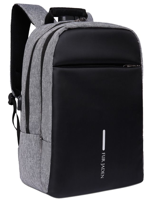 Buy Fur Jaden Unisex Solid Polyester 25 L Anti Theft Backpack | Grey ...