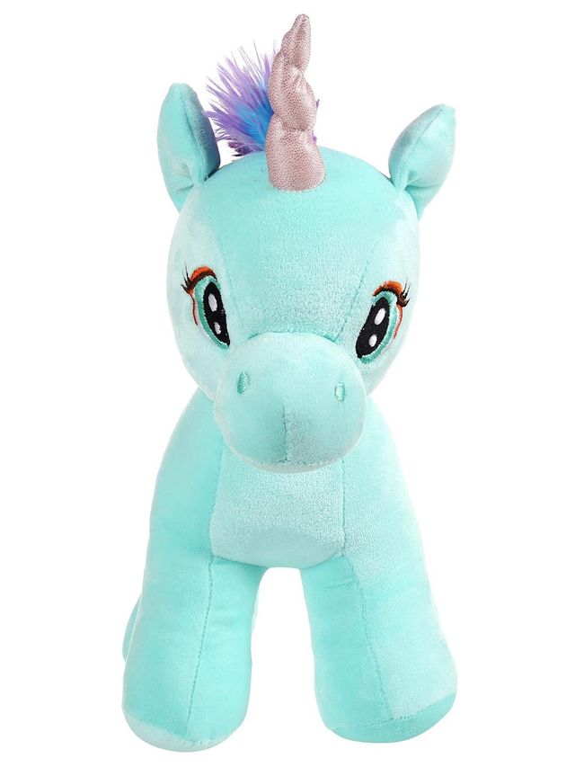 Buy Mirada Cyan Standing Unicorn Soft Toy With Glitter Horn - 29Cm at ...