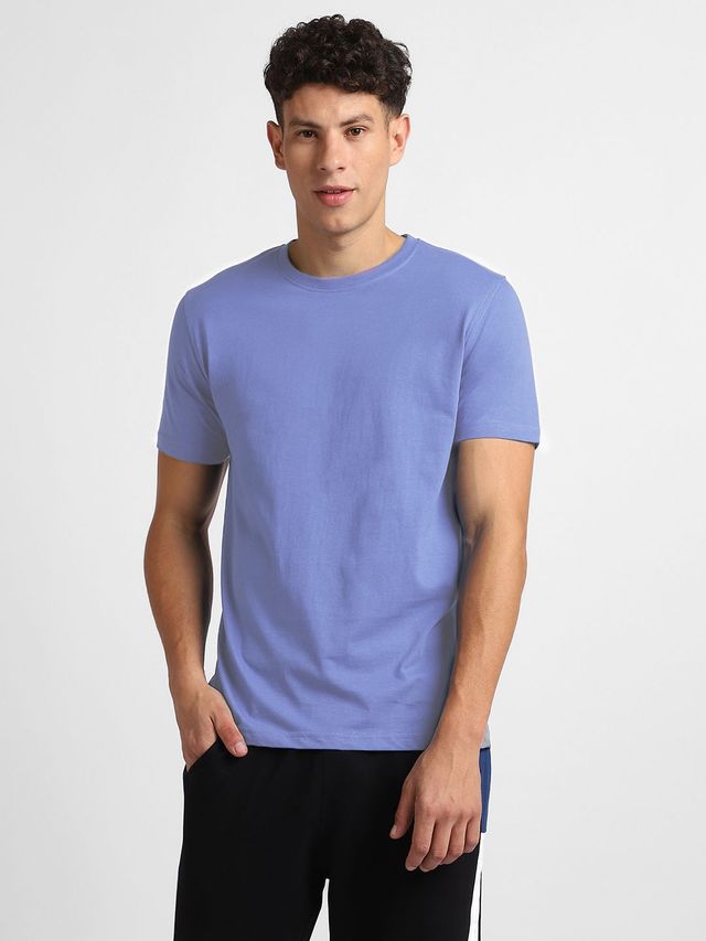 Buy Nobero Men's Plain Classic Fit T-shirt | Periwinkle - XXL Online ...