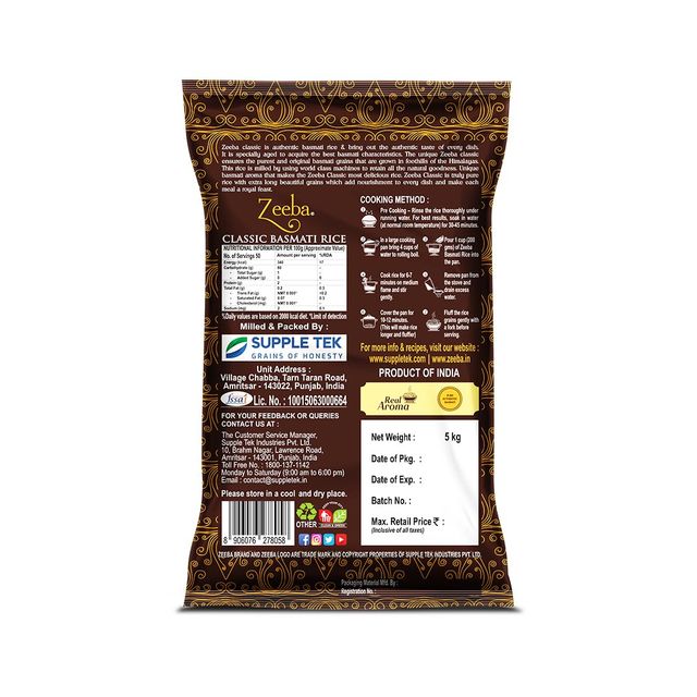 Buy Zeeba Classic Aged Basmati Rice Extra Long Rice Online - Price ...