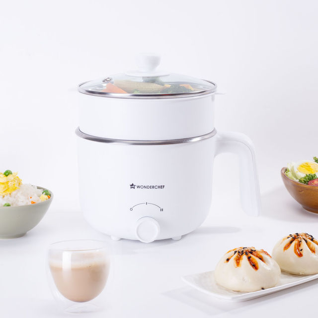 Buy Wonderchef Luxe Multi Cook Kettle 1.2 L, 600W, Ivory Online - Price ...
