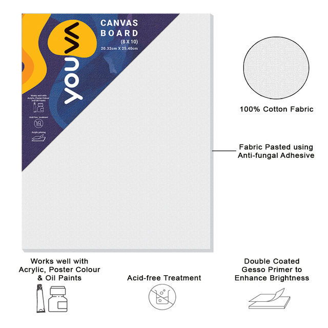 Buy Navneet Youva Primed Canvas Board for Acrylic and Oil colour ...