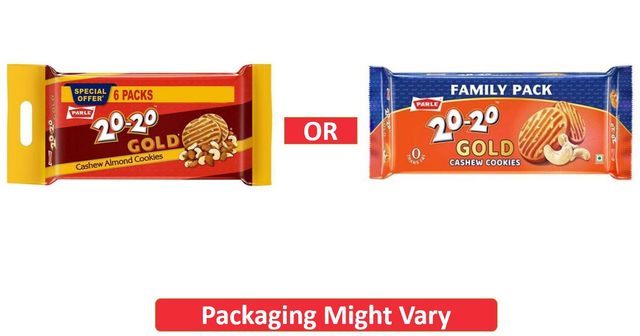 Buy Parle 20-20 Gold Cashew Cookies 604.8 g Combo Online - Price @ ₹228 ...