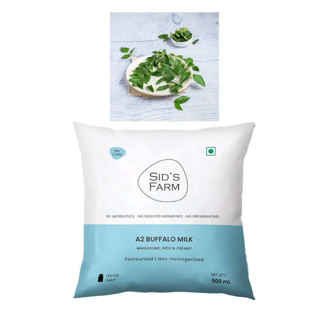 Buy Sid'S Farm A2 Buffalo Fresh Milk (Pouch)(1pc) & Curry Leaves ...