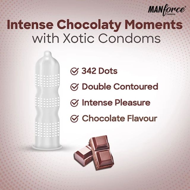 Buy Manforce Xotic 2 in 1 (Contoured, Dotted) Chocolate Flavoured Condoms at ₹80 | Instant ...