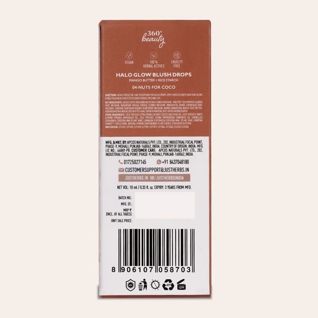 Buy Just Herbs Halo Glow Liquid Dewy Radiance Pigmented Long Stay Blush ...