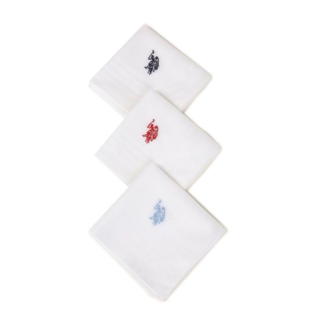 Buy U.S. Polo Assn. Men's Pure Cotton Brand Logo Handkerchief - Pack Of ...