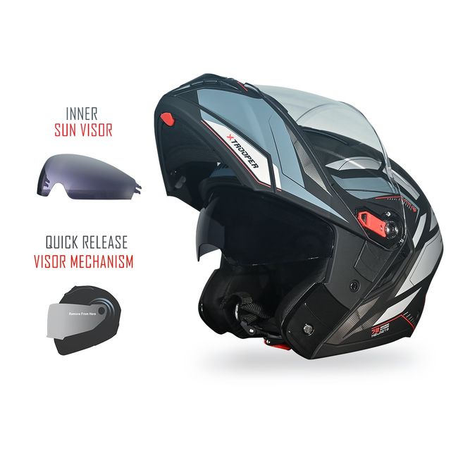 Buy Studds Trooper D2 ISI-DOT CertifiedFlip-up Helmet with Dual Visor ...