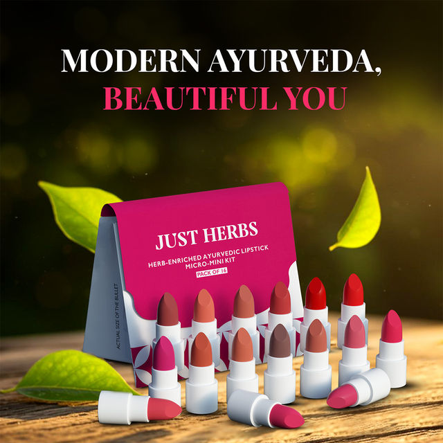 Buy Just Herbs Ayurvedic Lipstick Micro-Mini Trial Kit | Multicolor ...