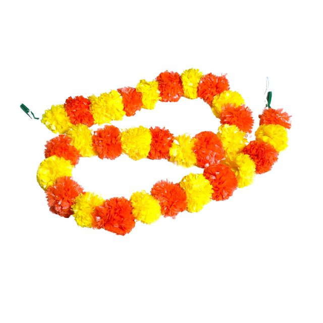 Buy Artificial Ganda Phool Mala – Dual Orange & Yellow Color Online ...