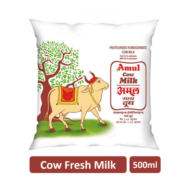 Buy Amul Fresh Cow Milk (Pouch) 500 ml Combo Online - Price @ ₹60 ...