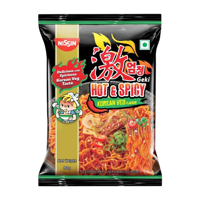 Buy Nissin Geki - Hot and Spicy Korean Veg Flavoured Ramen Instant ...