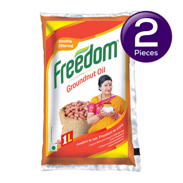 Buy Freedom Double Filtered Groundnut Cooking Oil | Pouch 1 l Combo ...