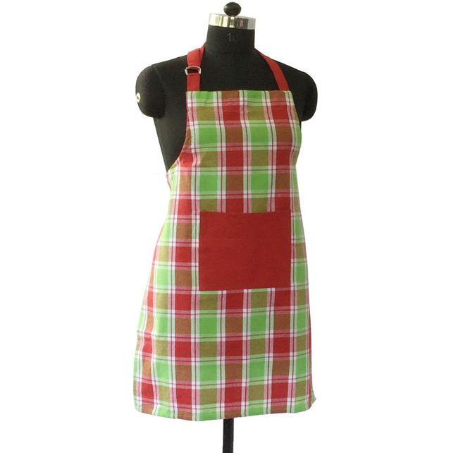 Buy Lushomes Cooking Apron and Oven Glove - Red and Green Checks ...