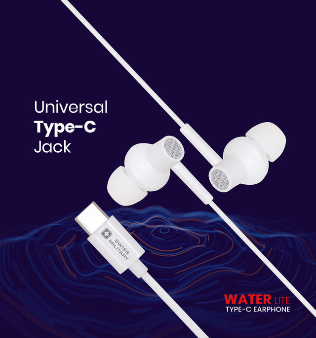 Buy Swiss Military Audio Earphone - Water Lite C-type White Online - Price @ ₹139 | Instant ...