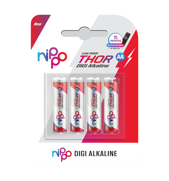 Buy Nippo Thor Alkaline AA Batteries Pack of 4 Online - Price @ ₹68 ...