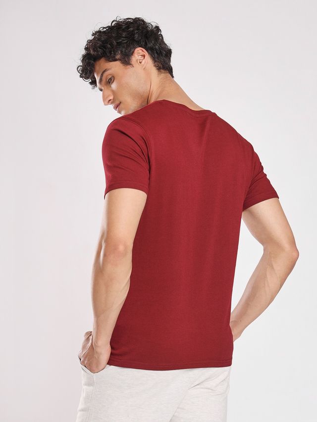 Buy Nobero Men Plain Classic Fit T-Shirt | Wine Red | XXXL at ₹1350 | Instant Online Delivery ...