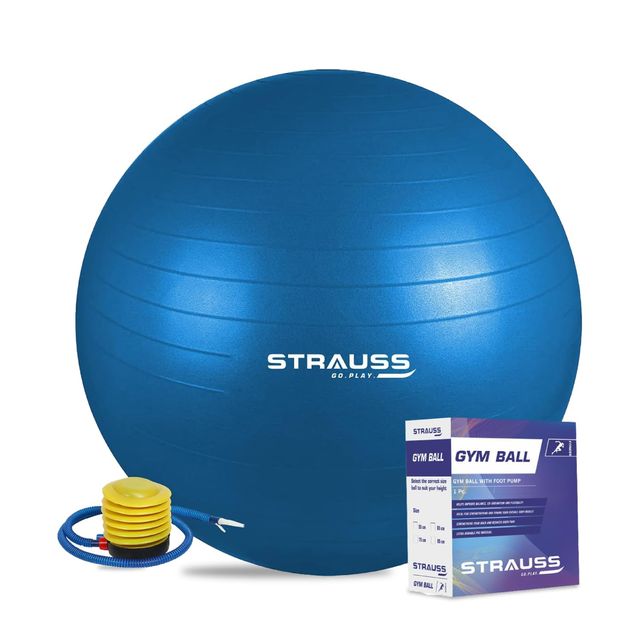 Buy Strauss Rubber Anti-burst Gym Ball | Round Shape | 55 Cm | Blue at ...