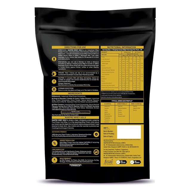 Buy Nakpro Gold Whey Protein Concentrate 80% Unflavoured 28G Protein 6 ...