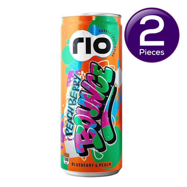 Buy RIO Blueberry Peach Bubbly Fruit Drink Can 250 ml Combo Online ...