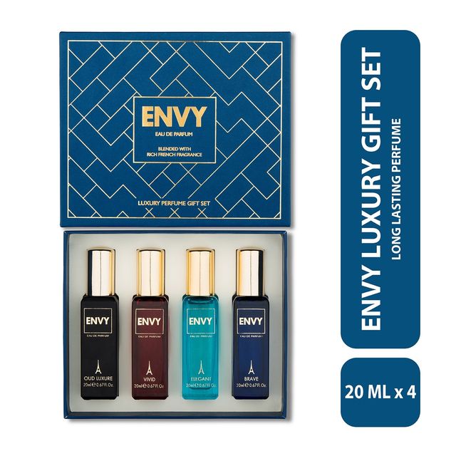 Buy Envy Blue Luxury Perfume Gift Set | 20 ml X 4 Eau De Parfum - 80 ml For Men Online - Price ...