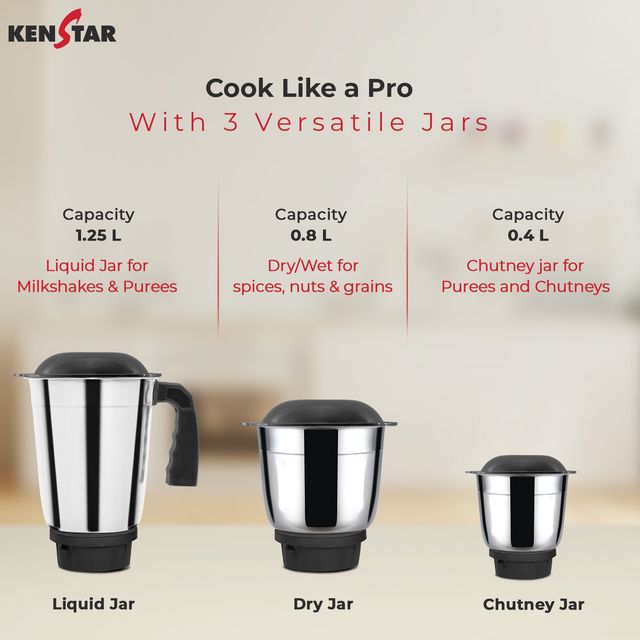 Buy Kenstar SLENDER Mixer Grinder 500 W | 3 Jars | Superior Mixie | 2 ...