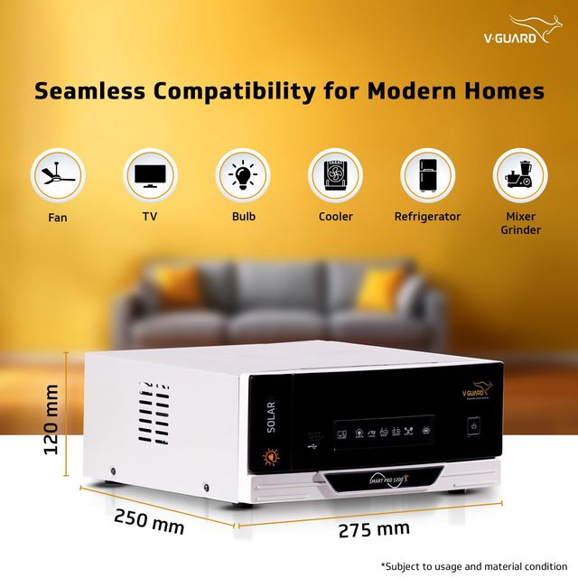 Buy V-Guard Smart Pro 1200 S Pure Sine Wave 1000Va Iot Solar Inverter ...