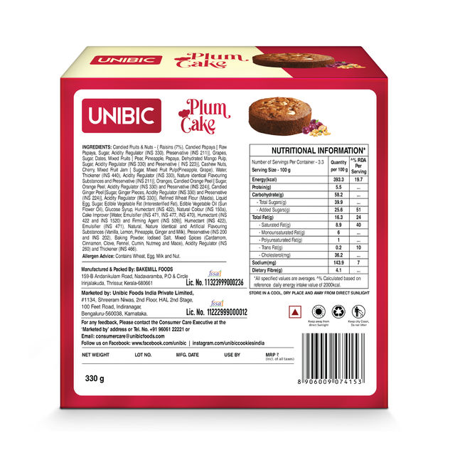 Buy Unibic Plum Cake 330 g Combo Online - Price @ ₹324 | Instant ...