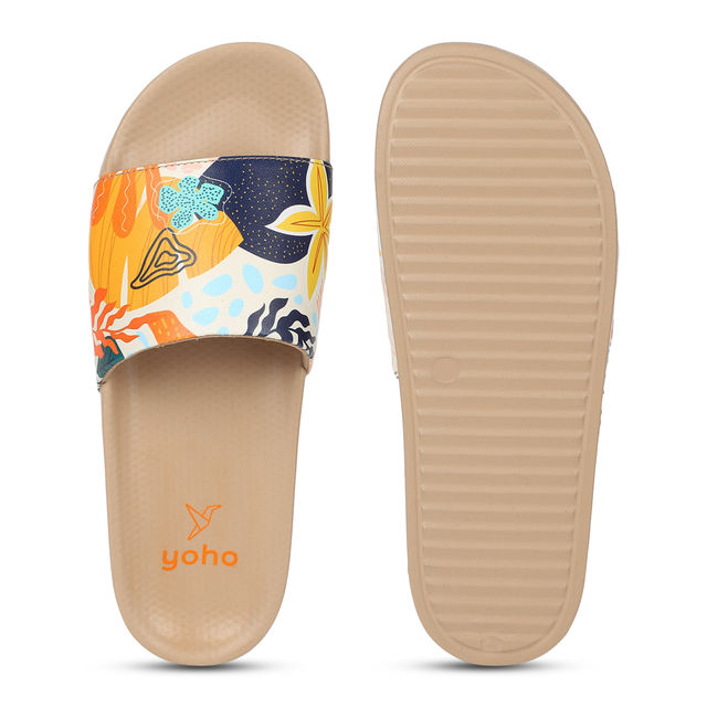 Buy Yoho Women Sliders Tropica | Beige | UK 6 Online - Price @ ₹612 | Instant Delivery | Zepto