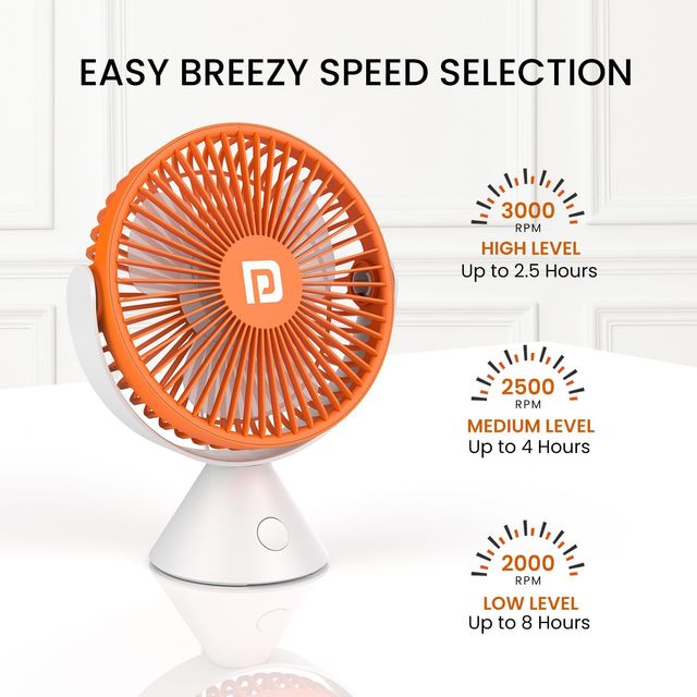 Buy Portronics Aero Breeze BLDC Rechargeable 178mm USB Portable Fan | 3 ...