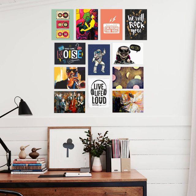 Buy Paper Plane Design Music Art Posters collage For Living Room Set of 12 Size ( 29 cm x 21 cm ...