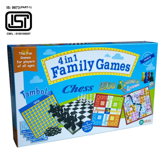 Buy Ekta 4 In 1 Family Strategy Board Game Tambola Chess Ludo And ...