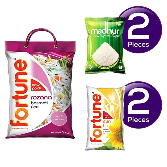 Buy Fortune Rozana Basmati Rice(5kg), Fortune Sunlite Refined Sunflower ...