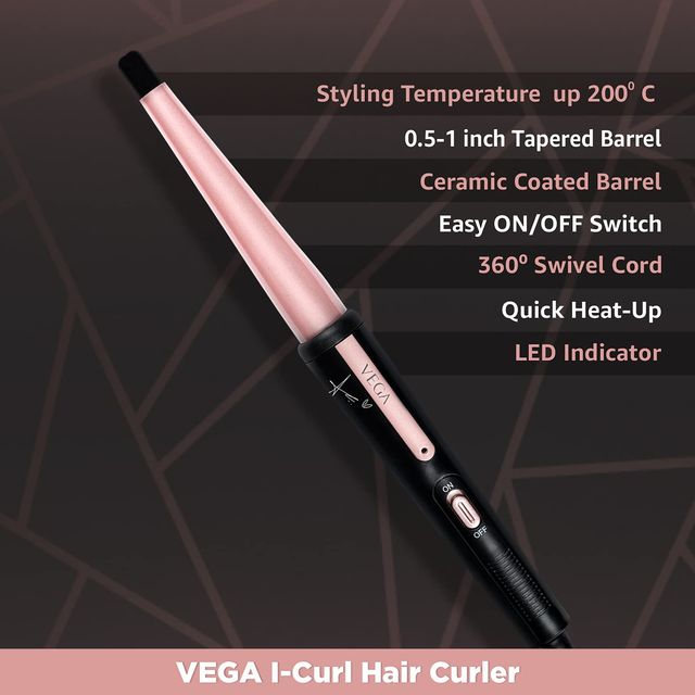 Buy Vega VHCH-05 Hair Curler - Ceramic | Corded Electric | Quick Heatup ...