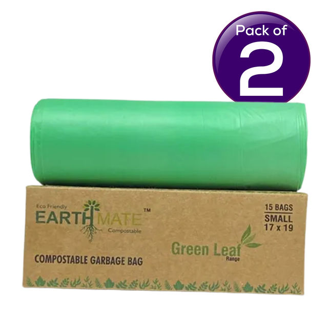 Buy Earthmate Green Leaf Compostable Garbage Bags - Green Small | 17 x ...