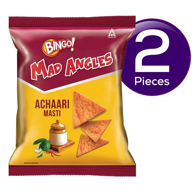 Buy Bingo! Mad Angles Achaari Masti Chips 60 g X 2 Combo at ₹36 ...