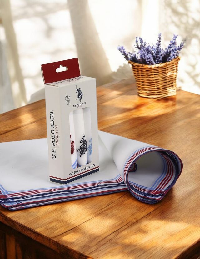 Buy U.S. Polo Assn. Men's Pure Cotton Brand Logo Handkerchief - Pack Of ...