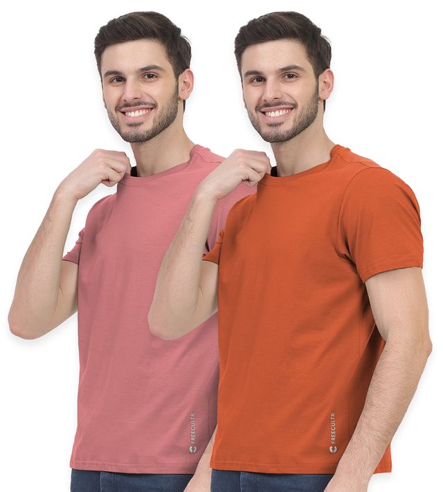 Buy Freecultr Men's Organic Cotton T-shirts | Pack of 2 | Dusty Pink ...