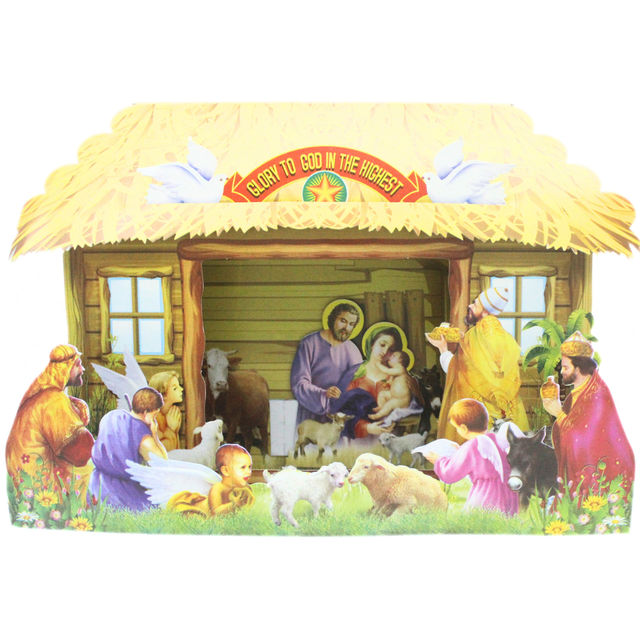 Buy Christmas Nativity Scene 3D Pop-Up Cardboard Paper Baby Jesus Birth ...