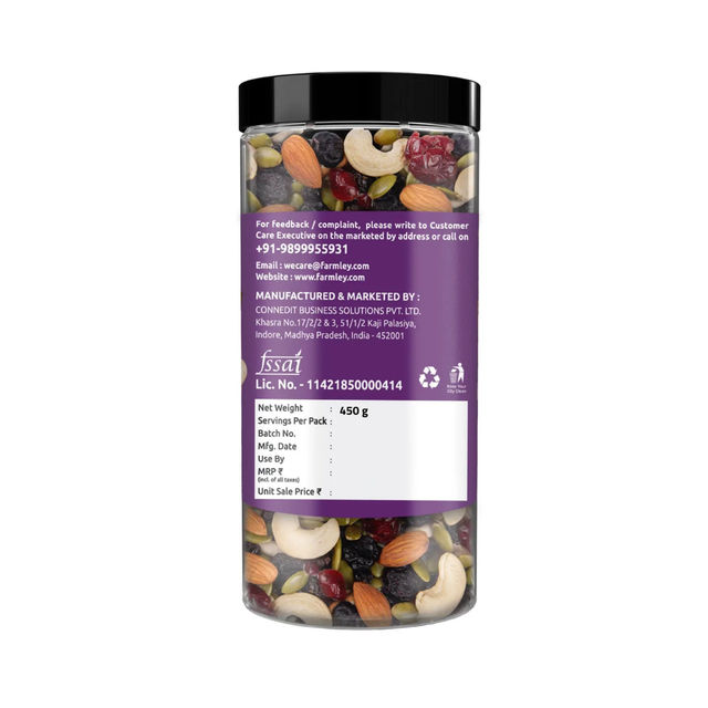 Buy Farmley Premium Trail Mix Dry Fruits Jar | 7 SuperFOODs In 1 Mix ...