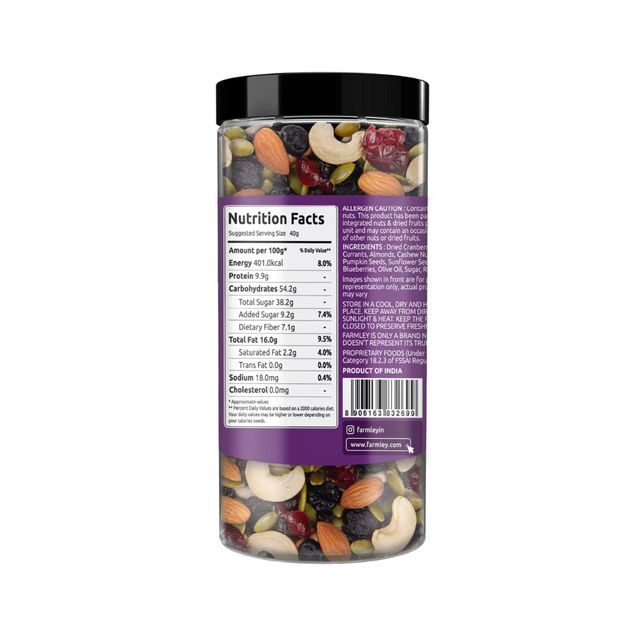 Buy Farmley Premium Trail Mix Dry Fruits Jar | 7 SuperFOODs In 1 Mix ...