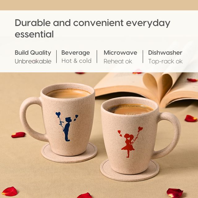 Buy Eha Earth-friendly Valentine Gift | Set of 2 | 300 ml Coffee Mugs ...