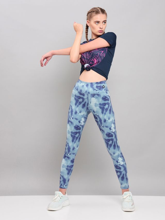 Buy Technosport Women Printed Slim Fit Sports Tights With Elasto Plus ...