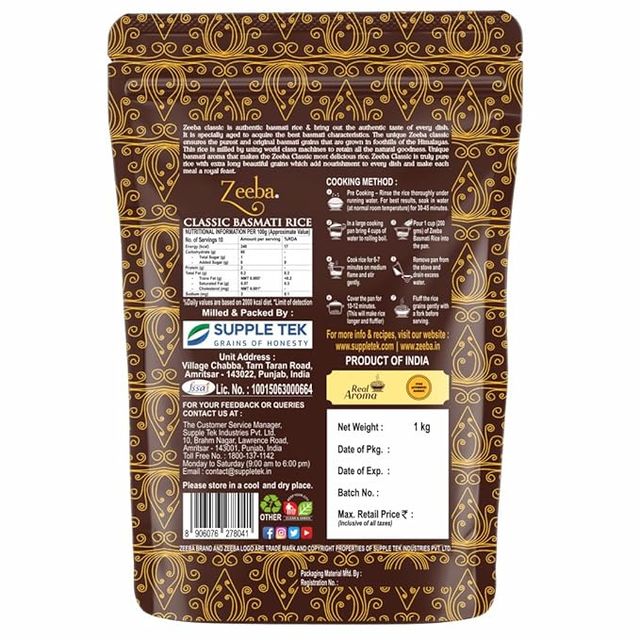 Buy Zeeba Classic Aged Basmati Rice(Extra Long Rice) at ₹213 | Instant ...