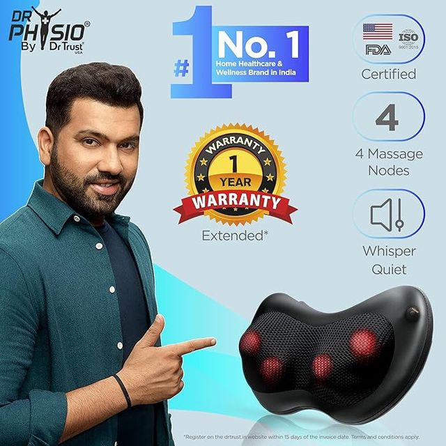 Buy DR PHYSIO Shiatsu Kneading Pillow Full body Massager with heat ...